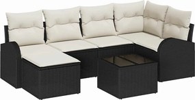Set pohovek 7 ks Černá a bílá polyratan 3354786