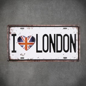 Kovová cedule I LOVE LONDON