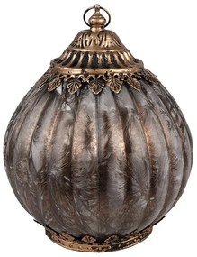 Hnědá skleněná svítící LED lucerna Balli - Ø 15*20 cm