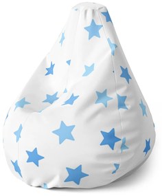 Sablio Sedací vak Pear Modré hvězdy na bílé - 70 x 70 x 95 cm