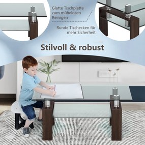 Costway Konferenční stolek ze skla, se spodní policí – 99,5 × 59,5 × – průhledný