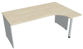 Stůl ergo levý 180*120 cm - Hobis Gate GE 1800 L Dekor stolové desky: akát, Dekor lamino podnože: šedá, Barva nohy: stříbrná