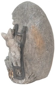 Šedá dekorace králíčci na vajíčku v dekoru kamene – 22x18x27 cm