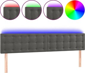 Čelo postele s LED tmavě šedé 180x5x78/88 cm samet 3122107