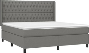 Box spring postel s matrací a LED tmavě šedá 180x200 cm textil 3138574
