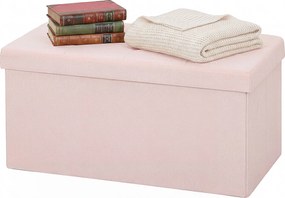 HOMCOM Úložný taburet, skládací úložná lavice 84 L 76x38x38 cm, potah z umělého lnu, růžová