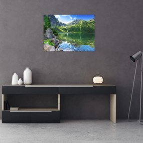 Skleněný obraz jezera v Tatrách (70x50 cm)
