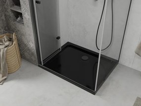 Mexen Lima, sprchový kout se skládacími dveřmi 100 (dveře) x 90 (stěna) cm, 6mm čiré sklo, černý profil + slim sprchová vanička černá s černým sifonem, 856-100-090-70-00-4070B