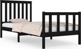 vidaXL Rám postele masivní borovice 90 x 190 cm Single [3103877] Barva: Černá
