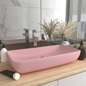 Luxusní umyvadlo obdélníkové matné růžové 71 x 38 cm keramické 146955