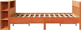 Postel s knihovnou bez matrace 135 x 190 cm masivní borovice 3323193
