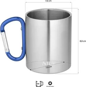 NILS Camp NC17110 Kempingový hrnek s karabinou 300ml modrý