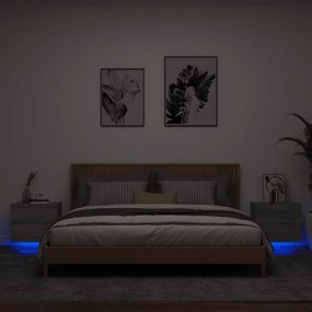 Nástěnné noční stolky s LED osvětlením 2 ks šedé sonoma - Default Title
