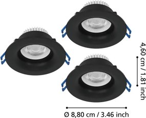 Eglo 902274-SADA 3xLED Kou. pod. sví. SALABATE LED/4,9W/230V pr.8,8cm IP65 černá