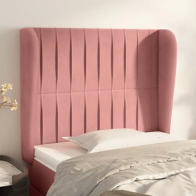 Čelo postele typu ušák růžové 83 x 23 x 118/128 cm samet 3118229