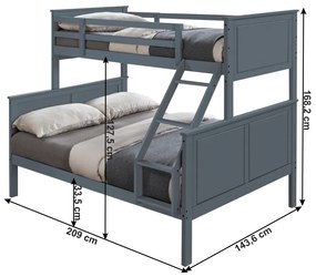 Patrová rozložitelná postel, šedá, NEVIL