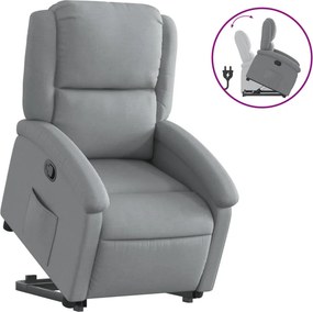 Zvedací polohovací křeslo světle šedé textil 3204164