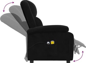 Elektrické masážní křeslo černé samet 3098410