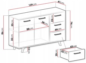Kombinovaná komoda AGNESA - grafitová
