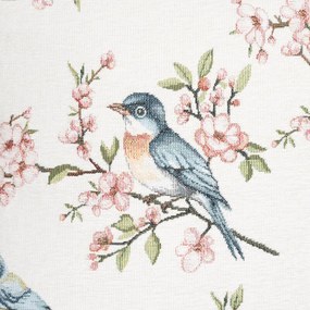 SCANquilt povlak SOFAS sakura bird růžovomodrá 45 x 45 cm