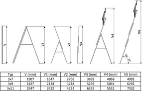 XTline Žebřík 3x11 trojdílný hliníkový EU