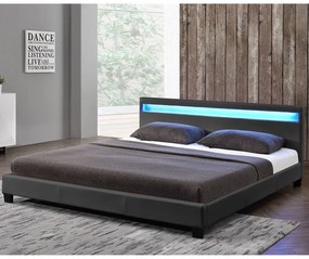 Goleto Čalouněná postel Paris 160 x 200 cm s LED osvětlením | tmavě šedá