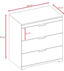 Dětská komoda Tomi 100 cm bílá