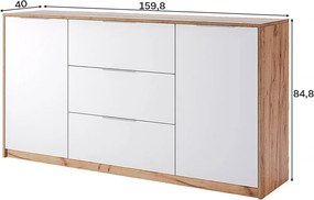 Komoda 2dv 3šuplíky 1.6 dub kraft / bílá Asti