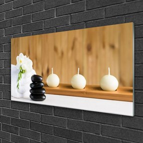 Obraz na skle Svíce Kameny Zen Lázně 100x50 cm