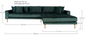 House Nordic Zelená rohová pohovka LIDO s lenoškou vpravo 1301185