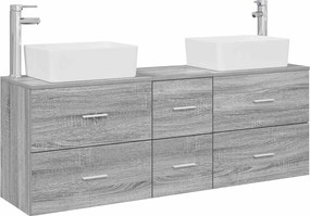 Sada koupelnových skříněk 3 ks Šedý Sonoma 53 x 34,5 x 63 cm 3405864