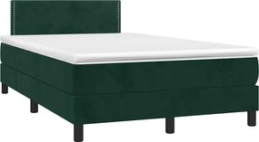 vidaXL Box spring postel s matrací a LED 120 x 190 cm samet [3270149] Barva: Tmavě zelená