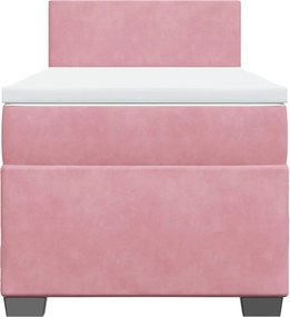 Box spring postel s matrací růžová 80 x 200 cm samet 3288461