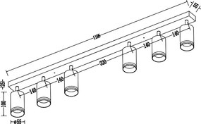 Bodové svítidlo Pipe Ring, 6x černé kovové stínítko, b