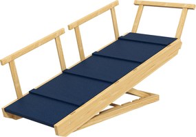Sklopná rampa pro psy PawHut s odnímatelnými zábradlím, protiskluzová pomoc pro psy do 40 kg, 85 x 40 x 78.5 cm, přírodní | Aosom