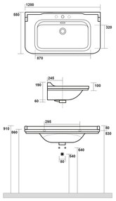 Kerasan WALDORF keramické retro umyvadlo 120x55cm, bílá 4144K1