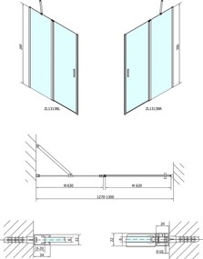Polysan, ZOOM LINE BLACK sprchové dveře 1300mm, čiré sklo, ZL1313B