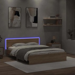 Rám postele s čelem a LED osvětlením dub sonoma 150 x 200 cm 3207604