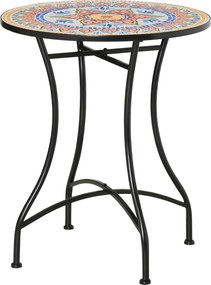 Zahradní stůl Outsunny Ø60 cm, Odolný kovový stůl na patio, Venkovní jídelní stůl, Stůl na kempování, Kulatý stůl pro zahradu, terasu, balkon Červená+