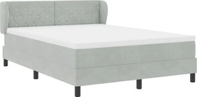 Postel s boxspringem s čelo Světle šedá 160 x 200 cm samet 3340340