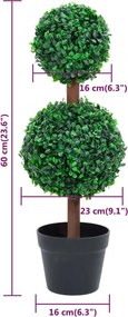 vidaXL Umělý zimostráz ve tvaru koule s květináčem zelený 60 cm [336510]