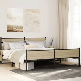 Kovový rám postele bez matrace dub sonoma 200 x 200 cm 3308507
