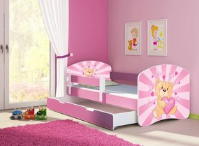 Dětská postel - Růžový Teddy medvídek 2 180x80 cm + šuplík růžová