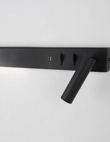 Matně černé kovové LED nástěnné svítidlo s ohybatelnou konstrukcí/s USB portem Vida – Nova Luce