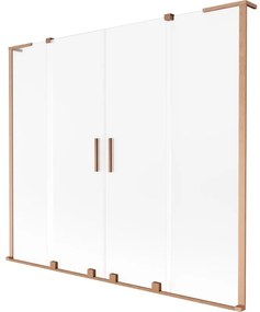 Mexen Velar L Duo, 2-křídlová posuvná vanová zástěna 200 x 150 cm, 8mm sklo námraza, měděná matná, 896-200-003-32-65