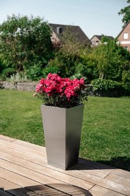 Květináč CLASSIC, výška 70 cm, broušený nerez, stříbrný
