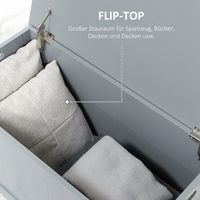 HOMCOM Úložný trunk pro ložnici – Úložná lavice se víkem, multifunkční úložný trunk s bezpečnostním pantem pro chodbu a obývací pokoj 81x40x46 cm Šedá