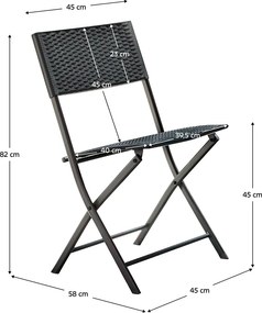 Zahradní ratanový set 1+2, černá, FARUK