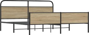 Kovový rám postele bez matrace kouřový dub 193 x 203 cm 3318682