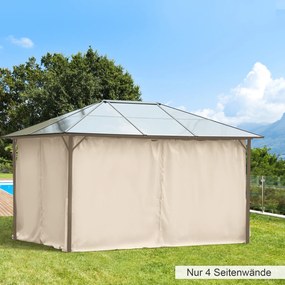 Outsunny altán 4 boční panely pro 3x4 m zahradní altán party stan polyester béžová 352 x 205 cm | Aosom
